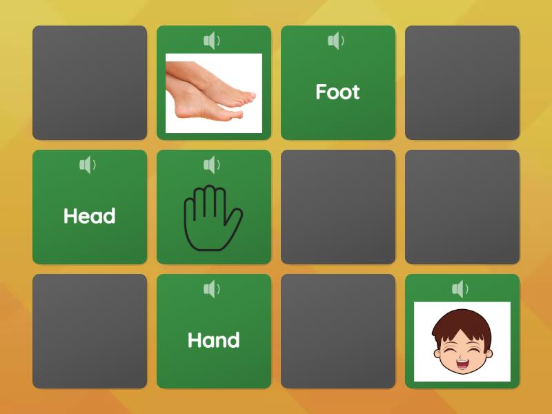 Body Parts Grade 1 Matching Pairs