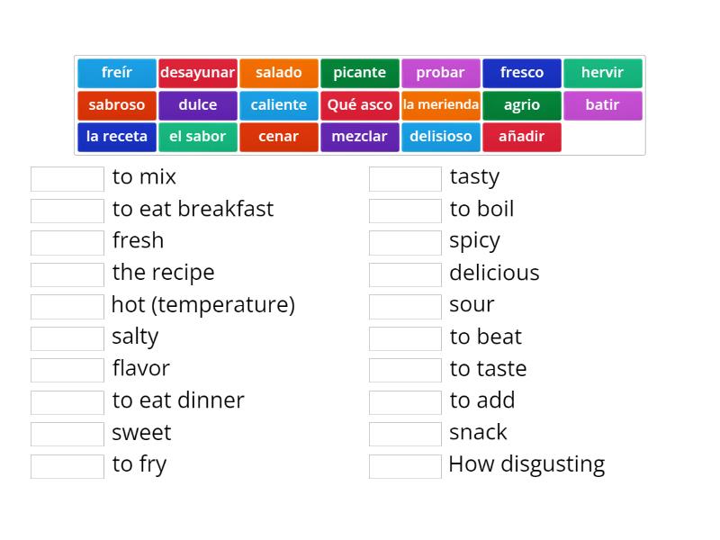 Avancemos 2 (5.1) Vocabulario - Match up