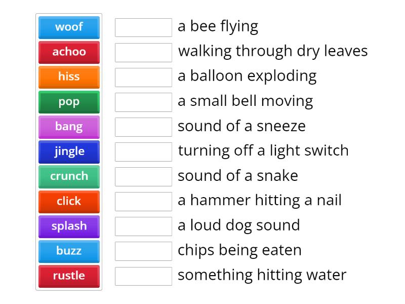 onomatopoeia match - Match up