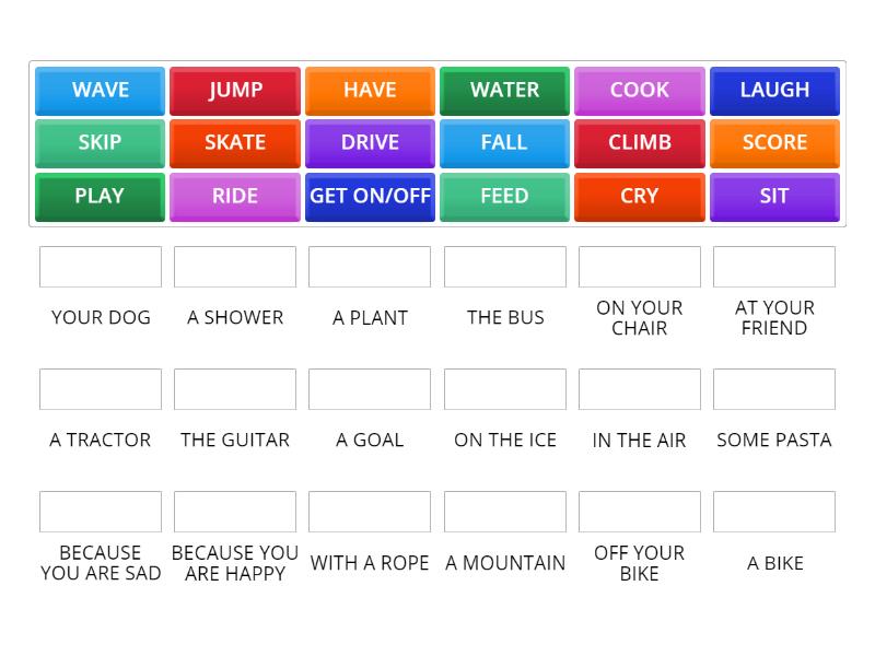 MOVERS HELPFUL VERBS - Match up