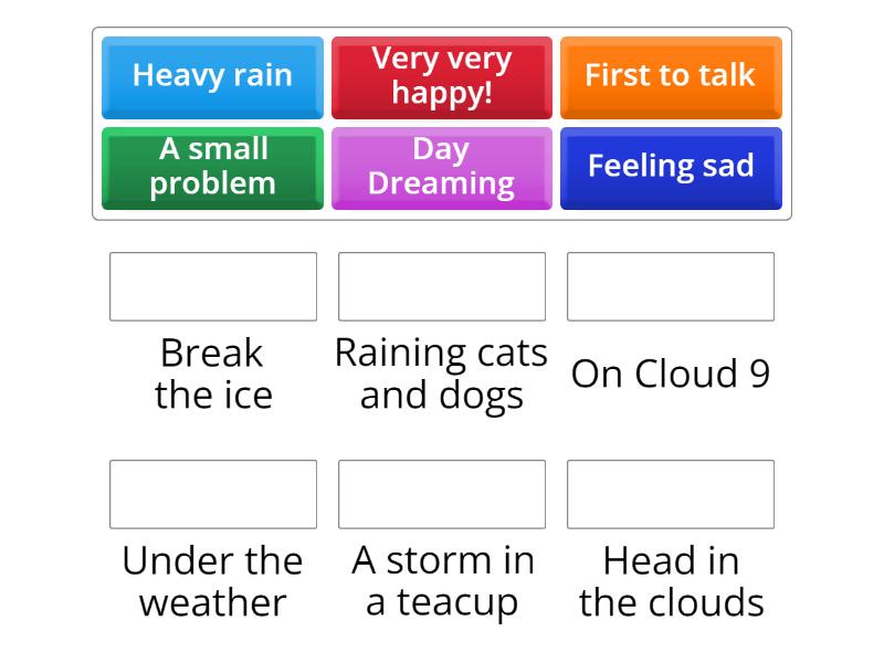 Weather Idioms 3 Key word Matching Game - Match up