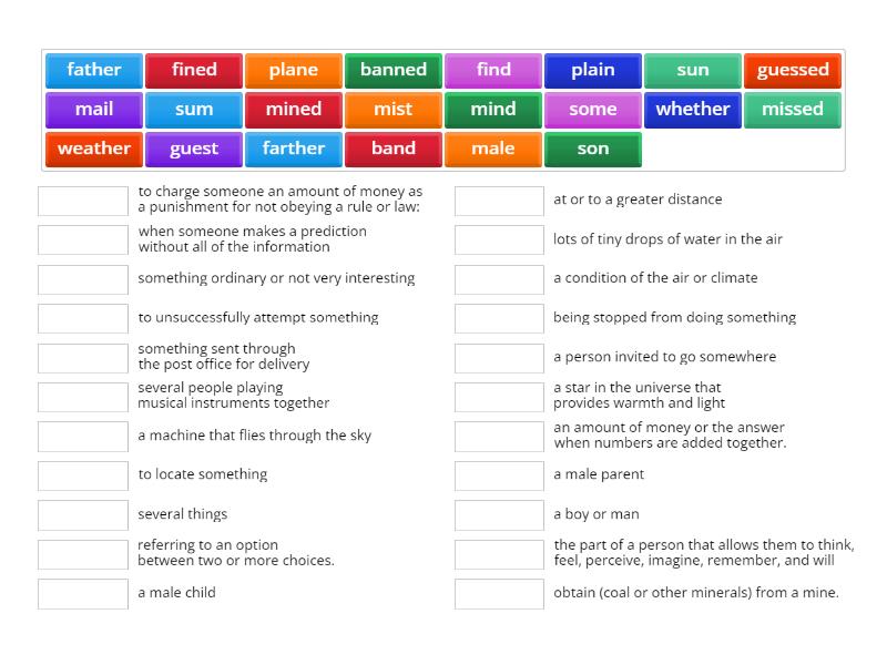 Sound Alike Words - Match up