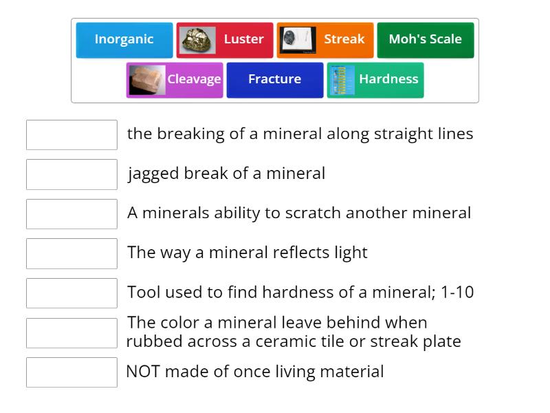 Mineral Vocabulary - Match up