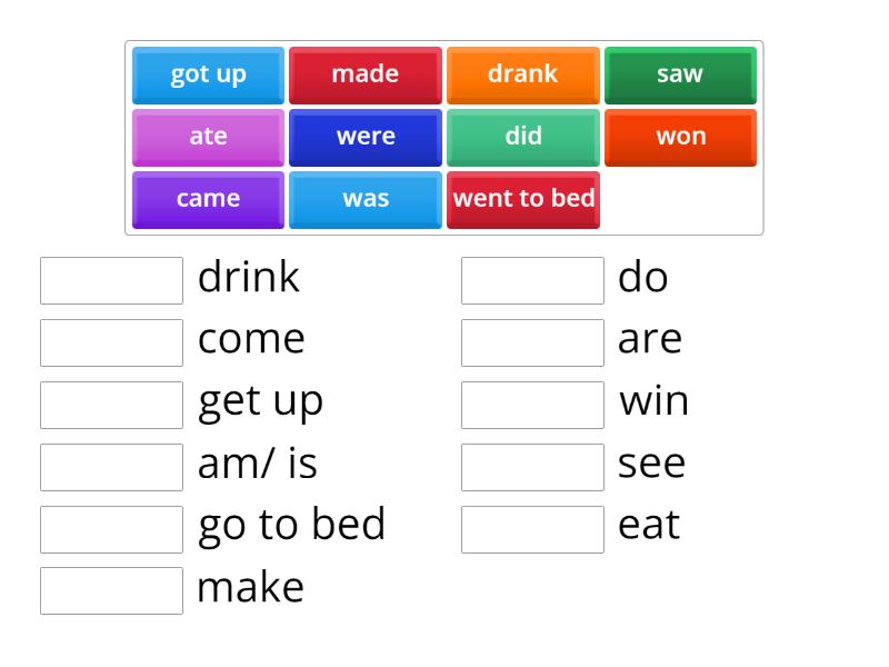 unit 10 grammar irregular verb - Match up