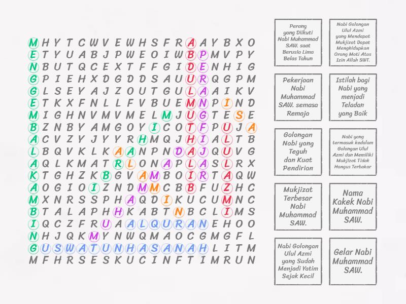 Ulul Azmi dan Masa Remaja Rasulullah SAW. - Caça-palavras