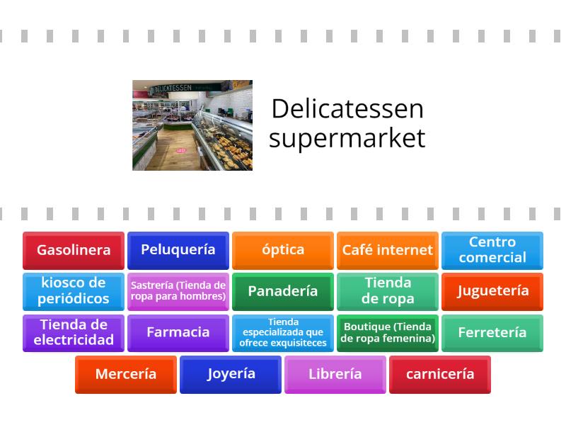 Types of shops: English - Spanish - Find the match