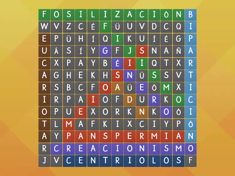 Evolución y células - Sopa de letras