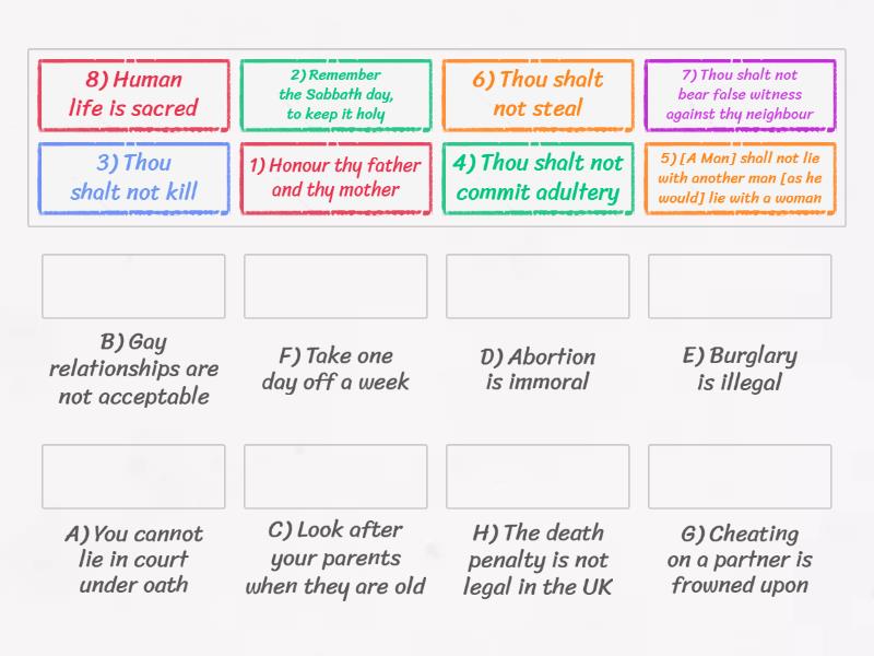 Which norms and values today are influenced by religious values? - Match up