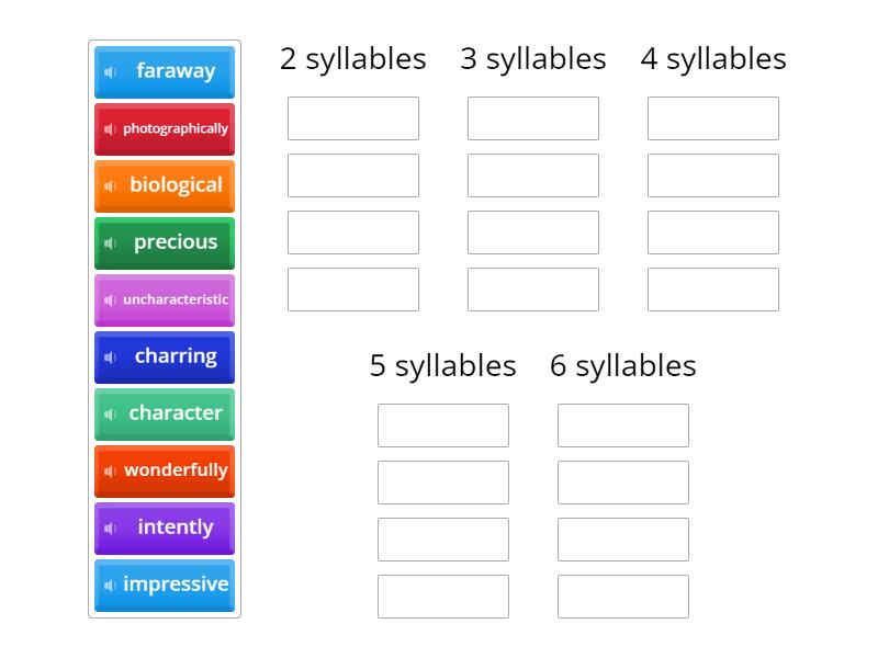 RRW Say, clap and count - syllables in words - Group sort