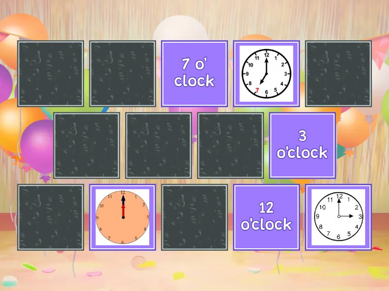 TELLING THE TIME O'CLOCK - Matching pairs