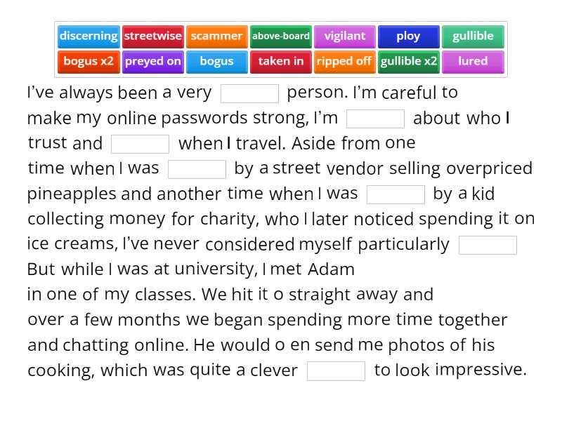 Roadmap C1 / 7B / Vocabulary: Deception - Complete the sentence
