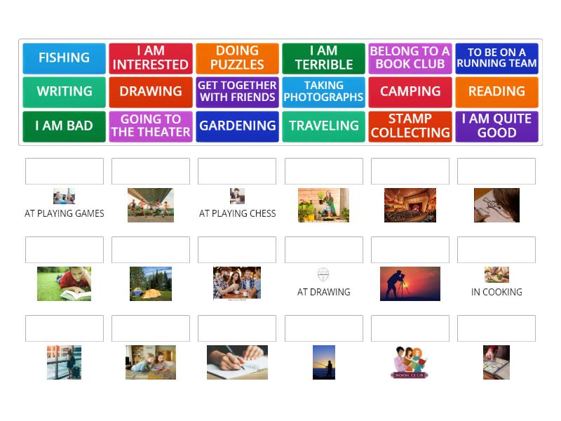 HOBBIES AND INTERESTS - Match up