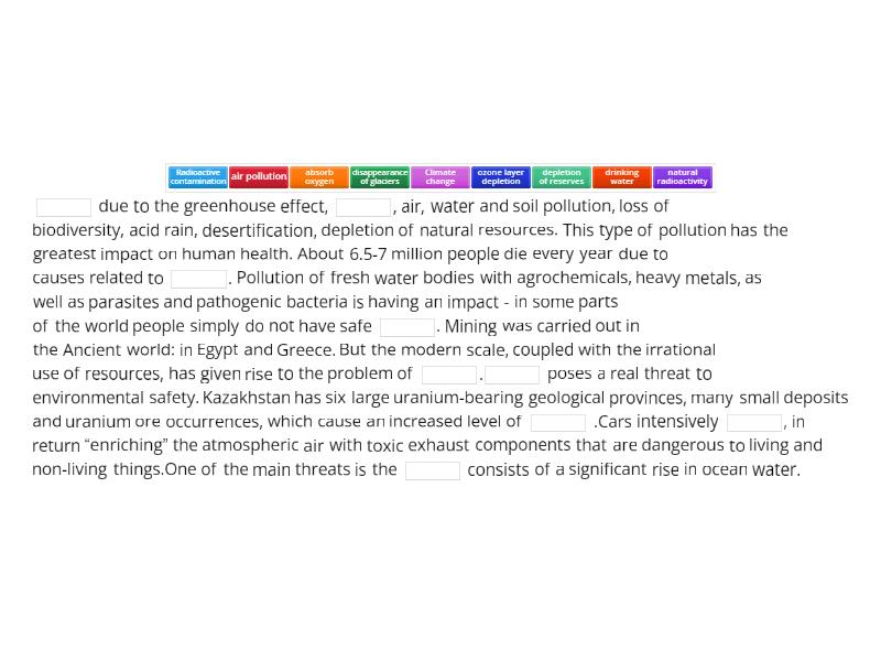 Environmental problems of today - Complete the sentence
