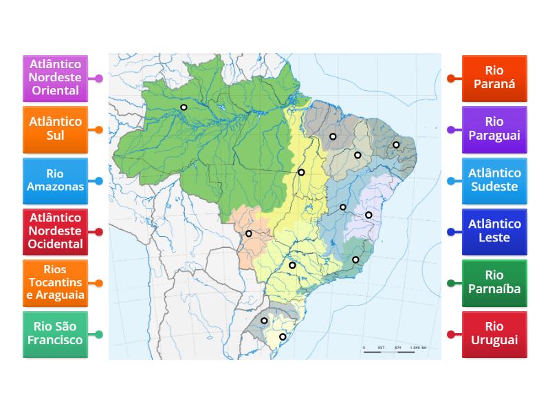 Bacias Hidrográficas (principais rios) do Brasil - Imagem com legenda