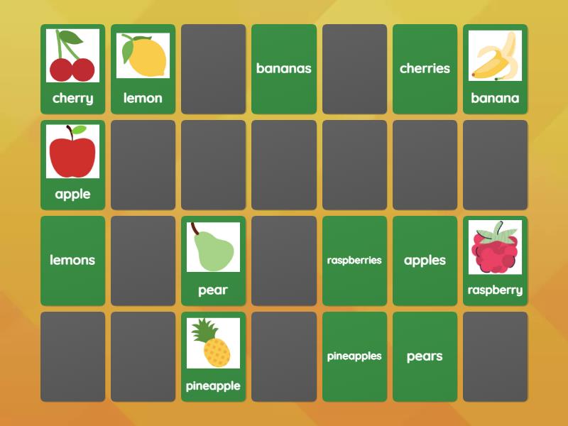Fruits - plural - Matching pairs