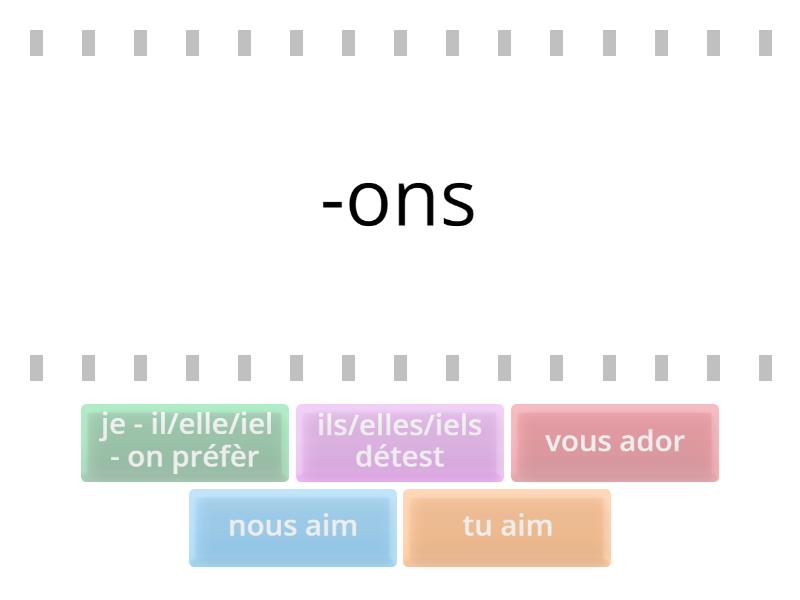 Les terminaisons des verbes en -er (aimer, adorer, préférer, détester ...