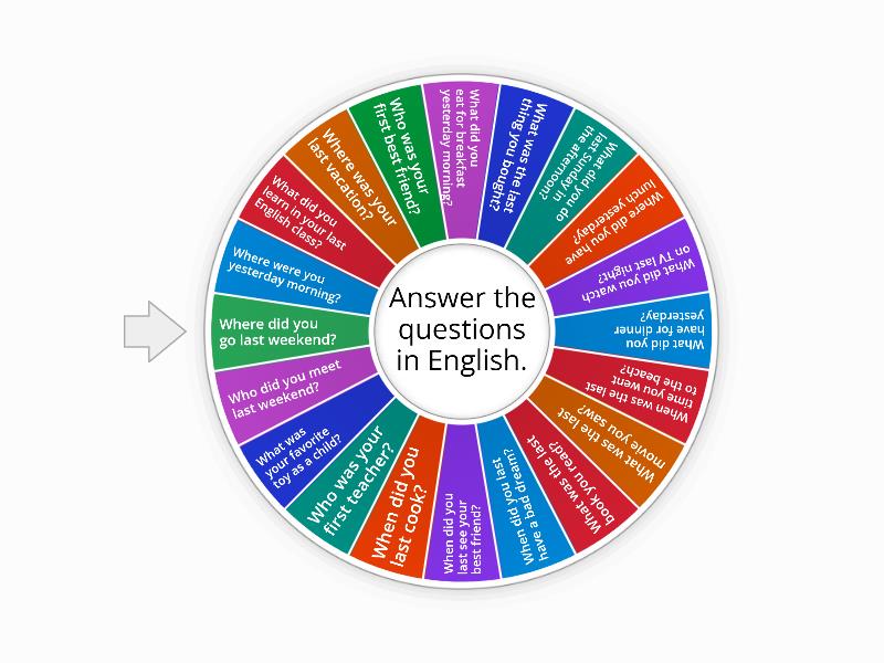 Past Simple - Conversation Questions - Spin the wheel