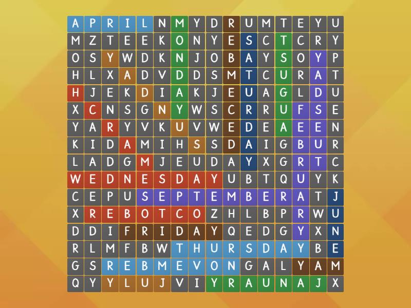 CL#1 - Dates (Months and days) - Sopa de letras