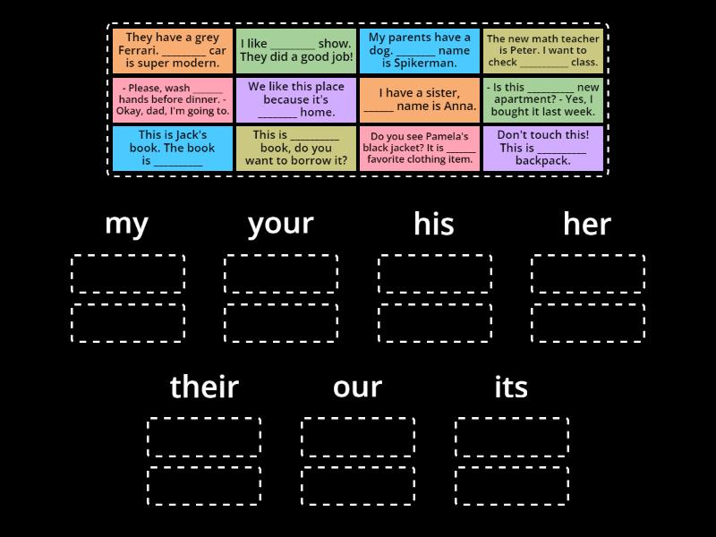Possessive adjectives practice - Group sort
