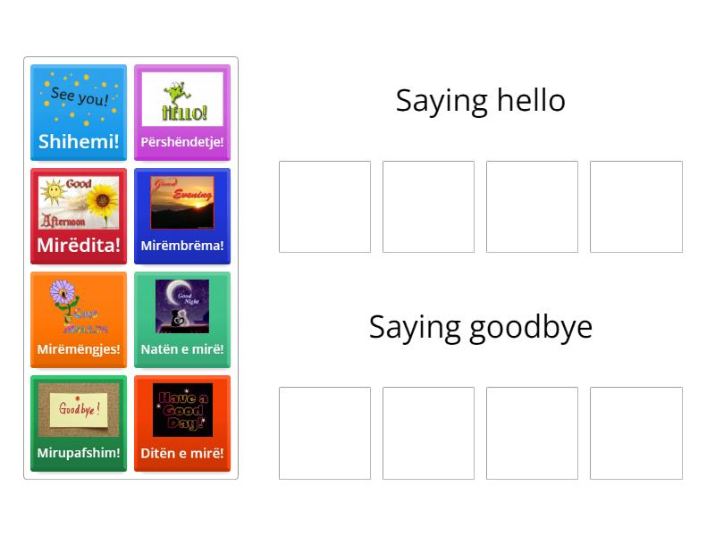 Greetings in Albanian - Group sort