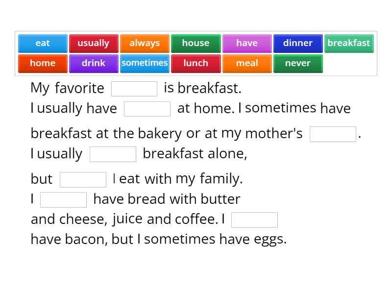 My favorite meal - Complete the sentence