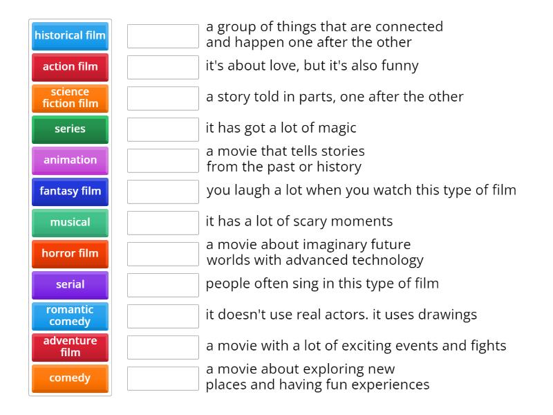 Types of films - Match up
