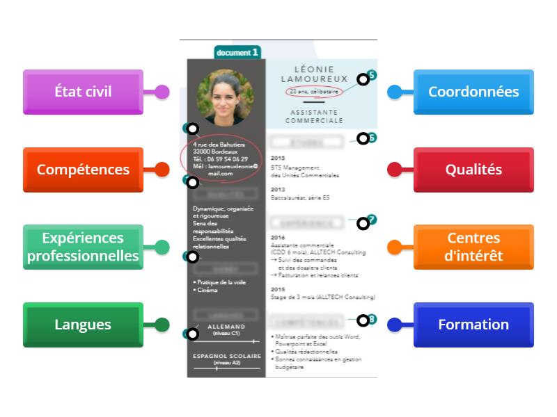 Le CV - Labelled diagram