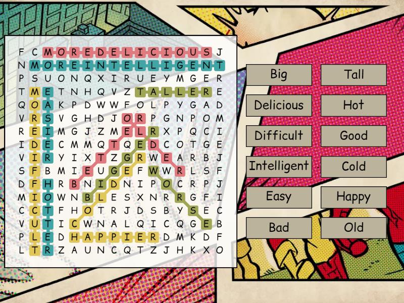 Comparative adjectives - Wordsearch