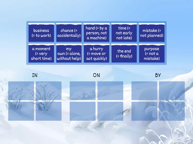 Prepositions (idioms) - Group sort