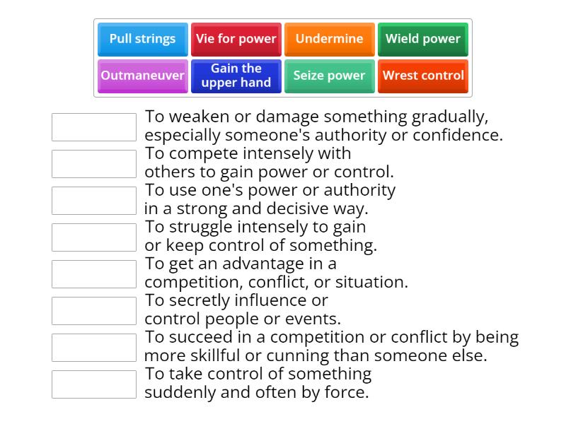 Power struggle vocabulary - Match up