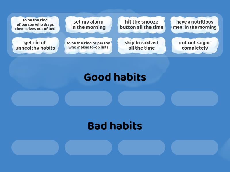 Good habits vs Bad Habits - Ordenar por grupo