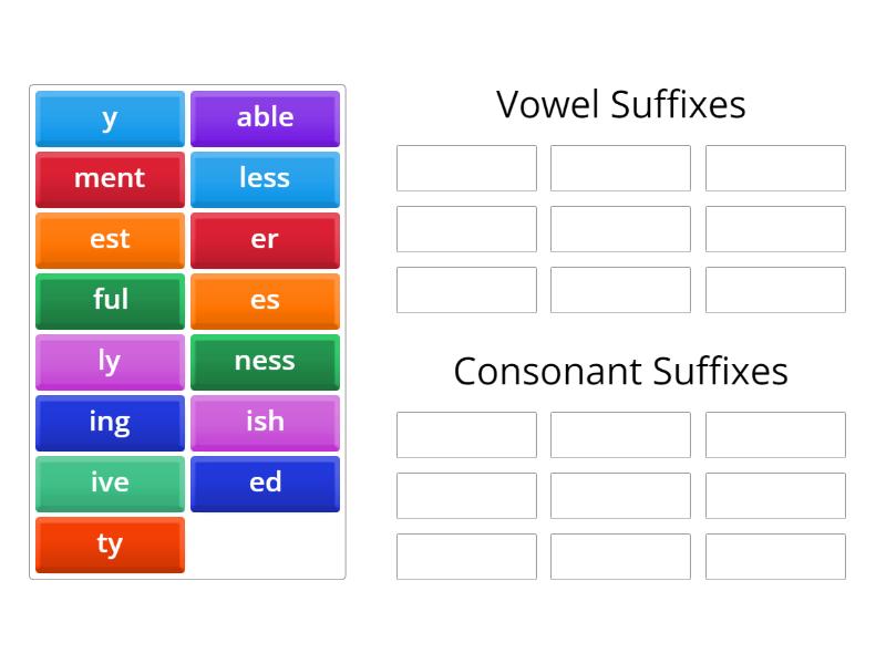 Vowel and Consonant Suffixes sort - Group sort