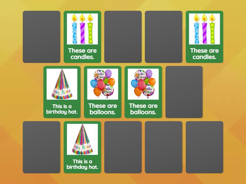 Birthday Pairs Memory Game - Matching pairs