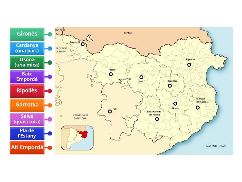 Catalunya. Comarques de Girona - Labelled diagram