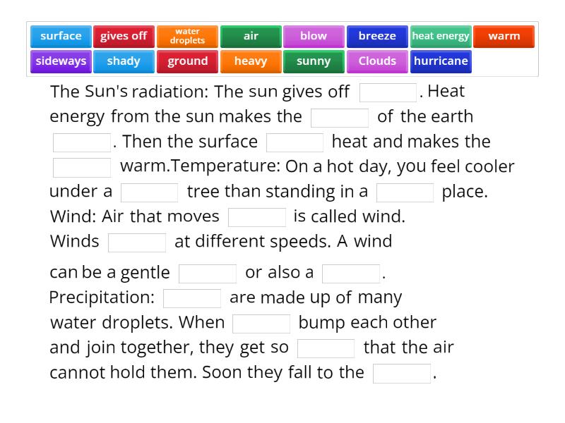 Weather text - Complete the sentence