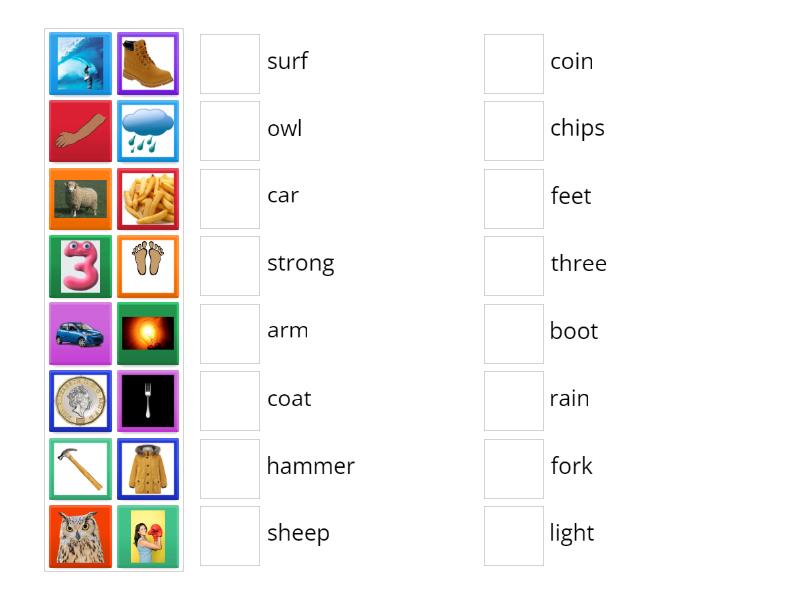 Phase 3 phonics picture word matching game - Match up