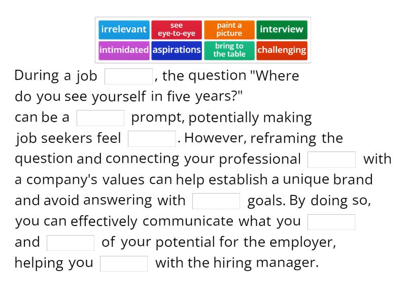 Workbook "Employment" - Complete the sentence