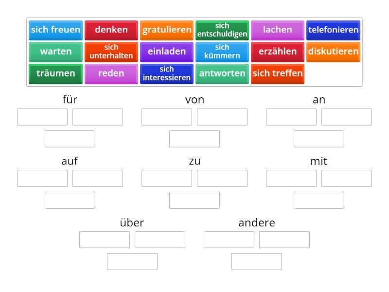 Verben mit Präpositionen - Group sort