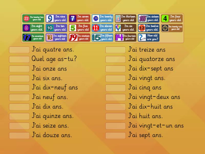 KS2 French - Quel âge as-tu? (How old are you?) - Match up