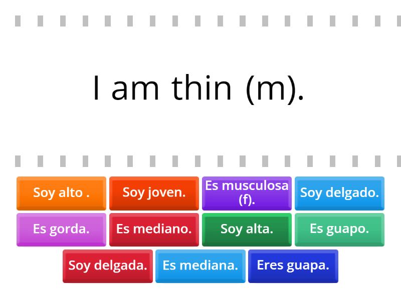 Describe physical appearance in Spanish - Find the match