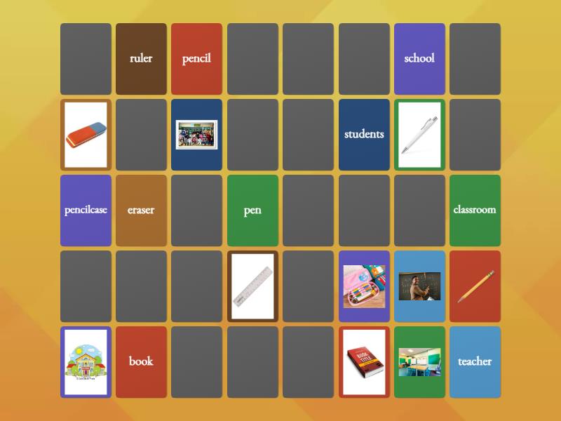 School objects - Matching pairs