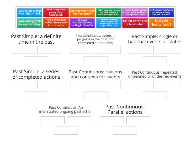 Past Simple and Past Continuous Uses - Group sort