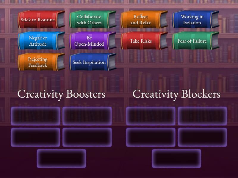 Creativity Boosters and Blockers: Drag and Drop Activity - Group sort