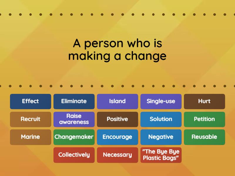 Vocabulary: Bye Bye Plastic Bags - Find the match