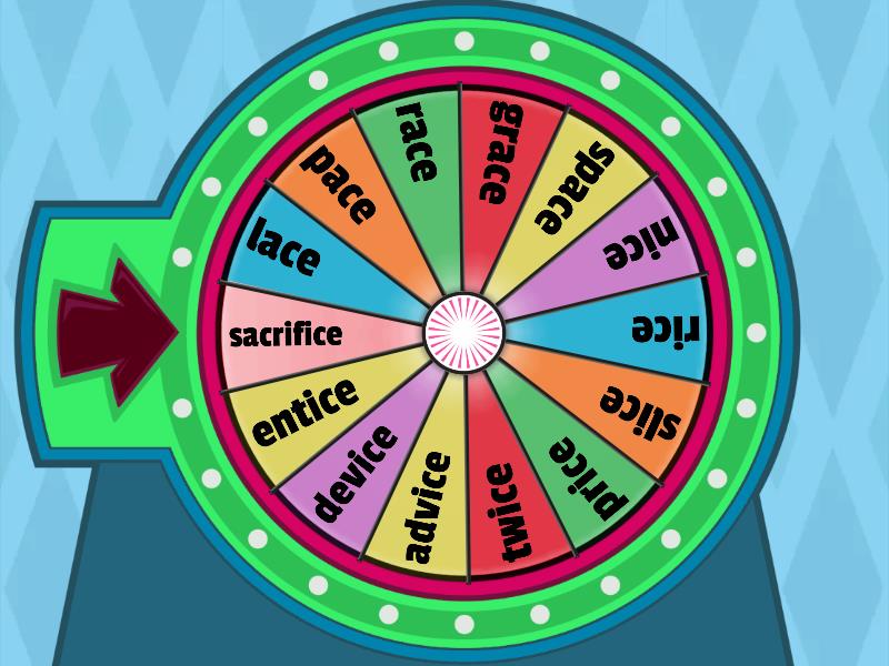 'ce' words. Gentle Cindy - Spin the wheel