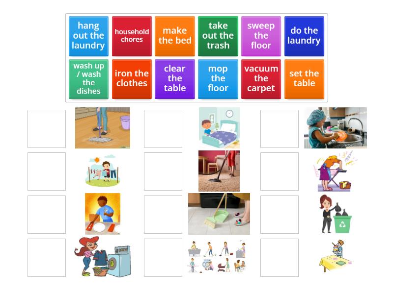 Household chores matching game - Match up