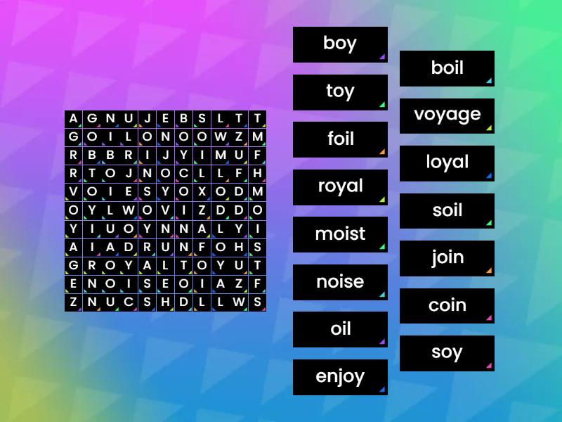 oi/oy Word Search - Wordsearch