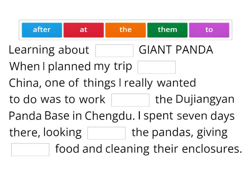 TT. A2/Prepare/SB. Unit 2_THE GIANT PANDA (Missing Words) - Complete ...