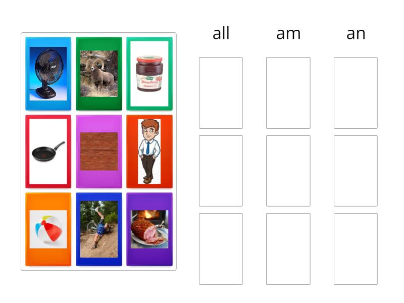 Glued Sounds - all, am, an - Group sort