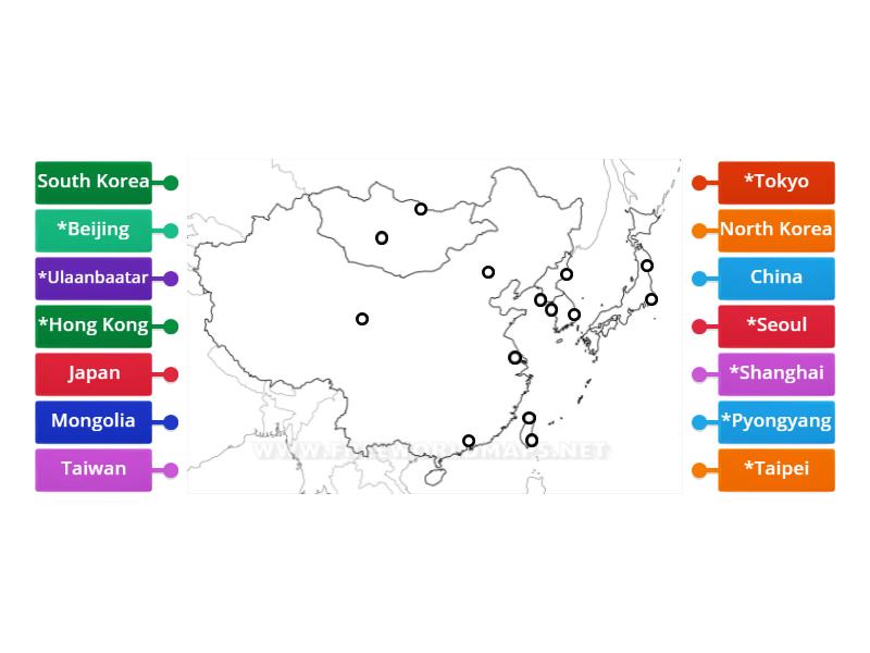 Political map of east asia - Labelled diagram